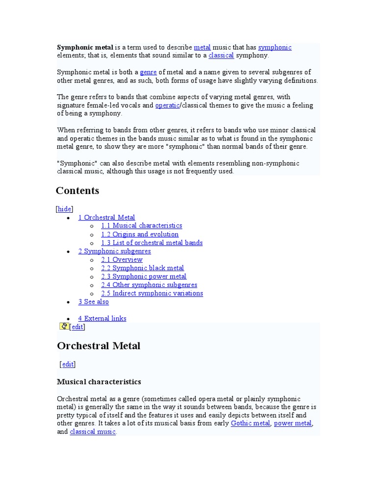 Symphonic Metal Is A Term Used To Describe: Musical Characteristics ...