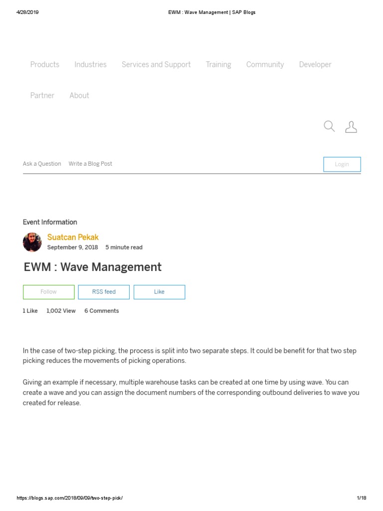 EWM - Wave Management - SAP Blogs | PDF | Warehouse | Computing