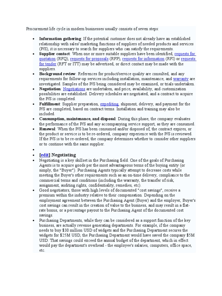 The Seven Steps of the Procurement Life Cycle and the Importance of ...