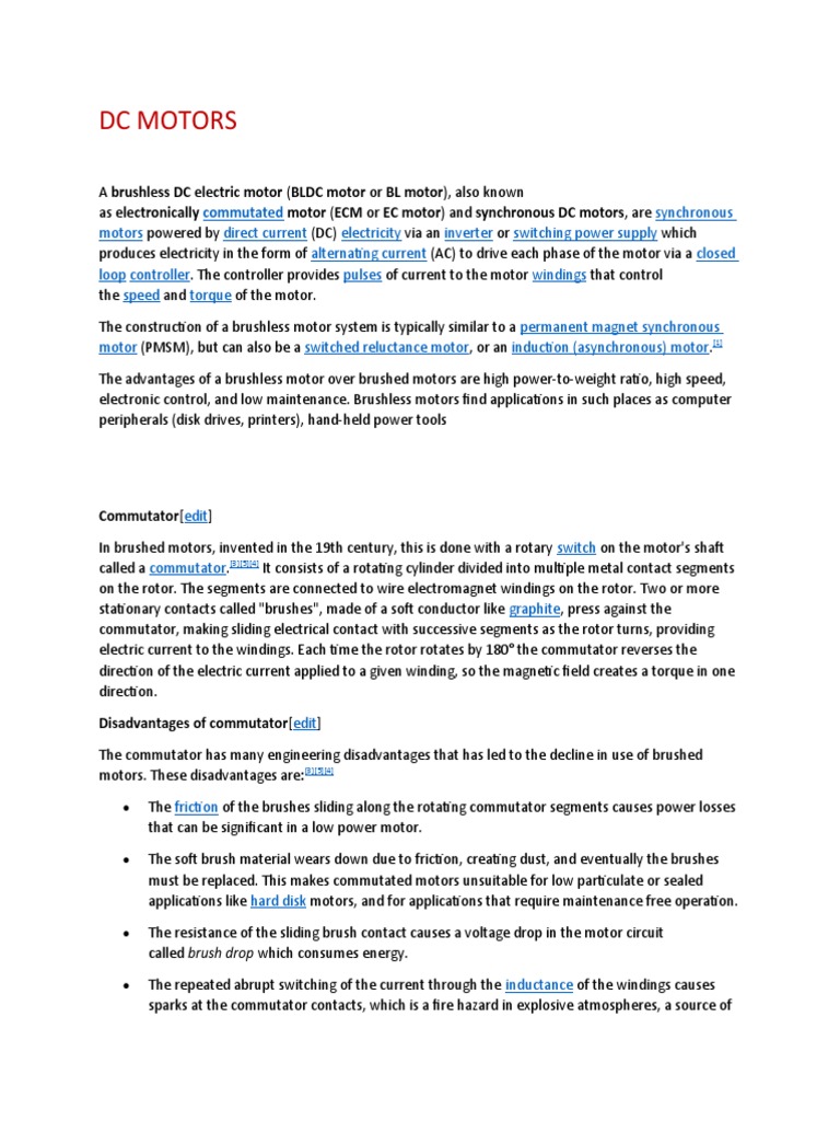 DC Motors: Motor (ECM or EC Motor) and Synchronous DC Motors, Are | PDF ...