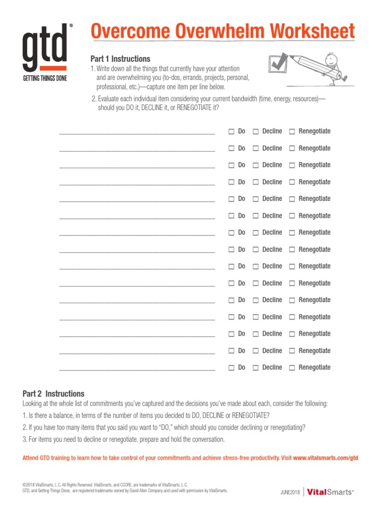 Overcome Overwhelm Worksheet v4 PDF | PDF | Business