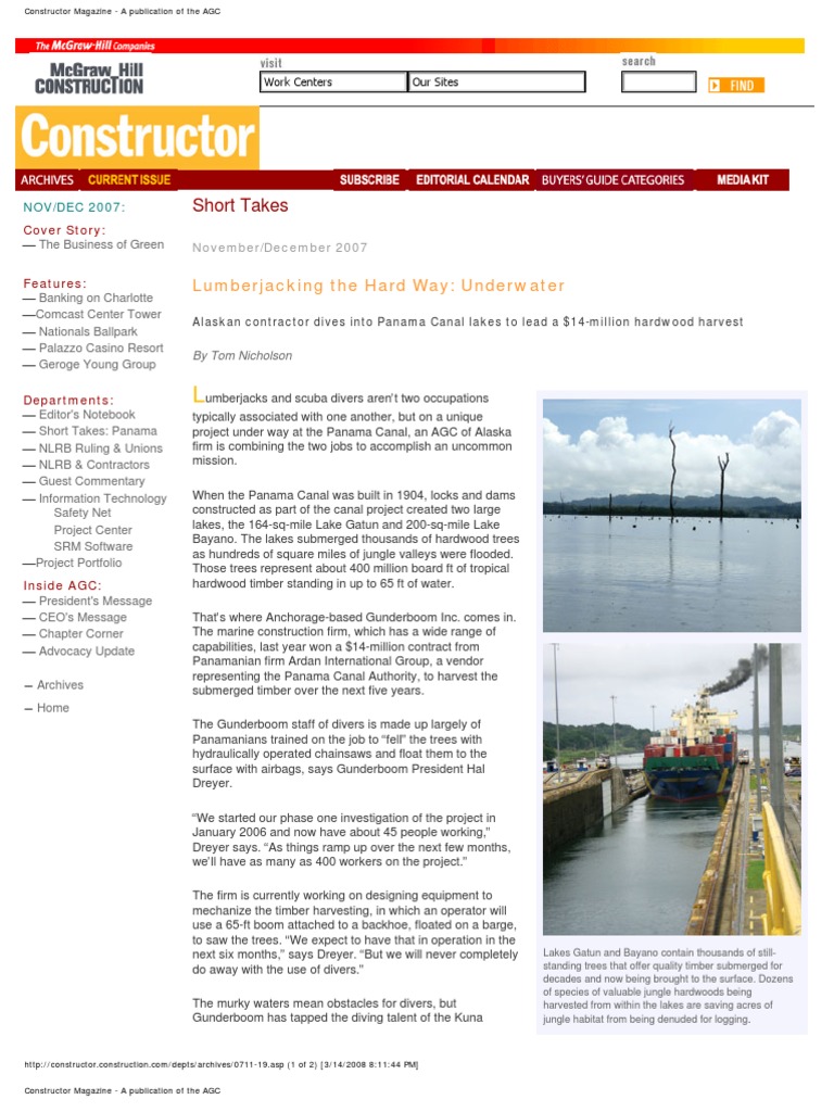 Panama Canal Lumber Jacking by Tom Nicholson | PDF | Logging | Scuba Diving