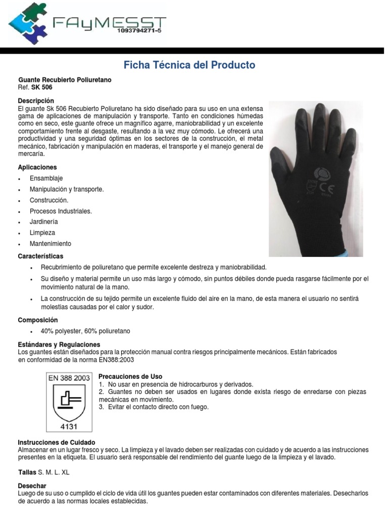 Ficha-Tecnica-Guante-SK 506 | PDF