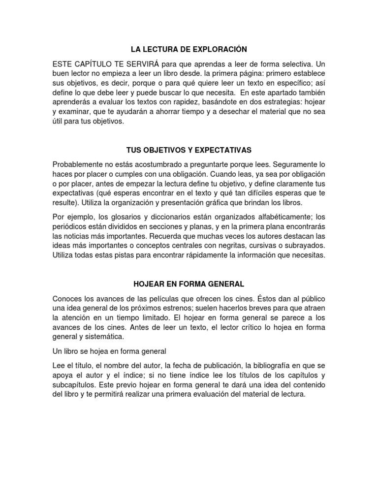 Estrategias de Lectura Exploratoria | PDF | Bibliografía | Información