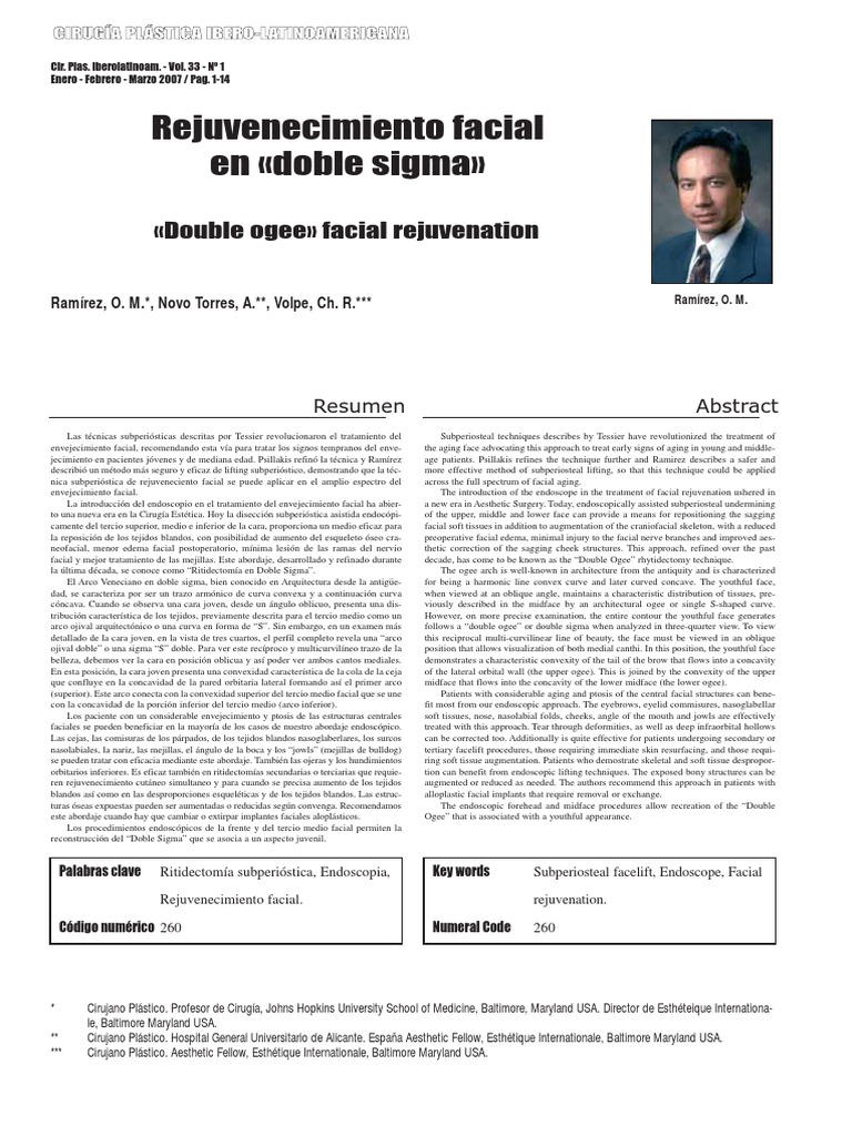 Rejuvenecimiento Facial en Doble Sigma PDF | PDF | Endoscopia ...