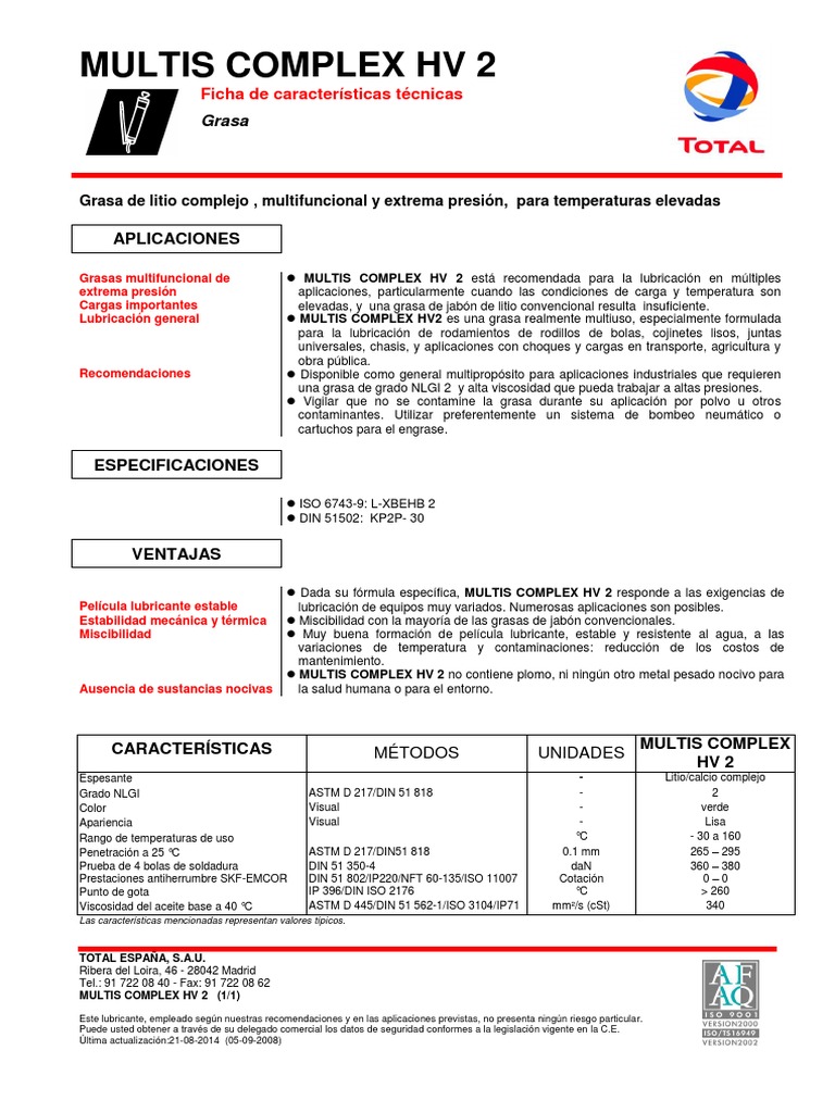 Multi Complex HV 2 PDF | PDF | Lubricante | Ciencias fisicas