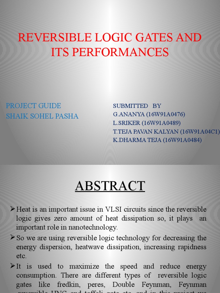 Reversible Logic Gates and Its Performances | PDF | Logic Gate ...