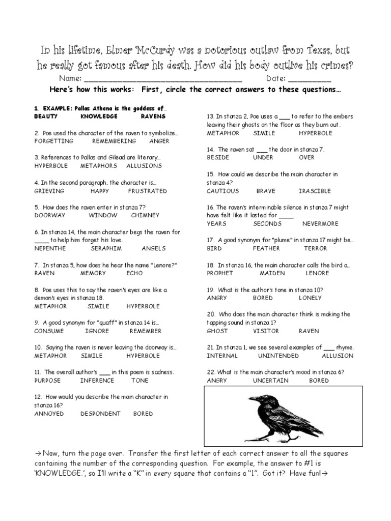 Literature Quiz for Students | PDF | The Raven | Poetry