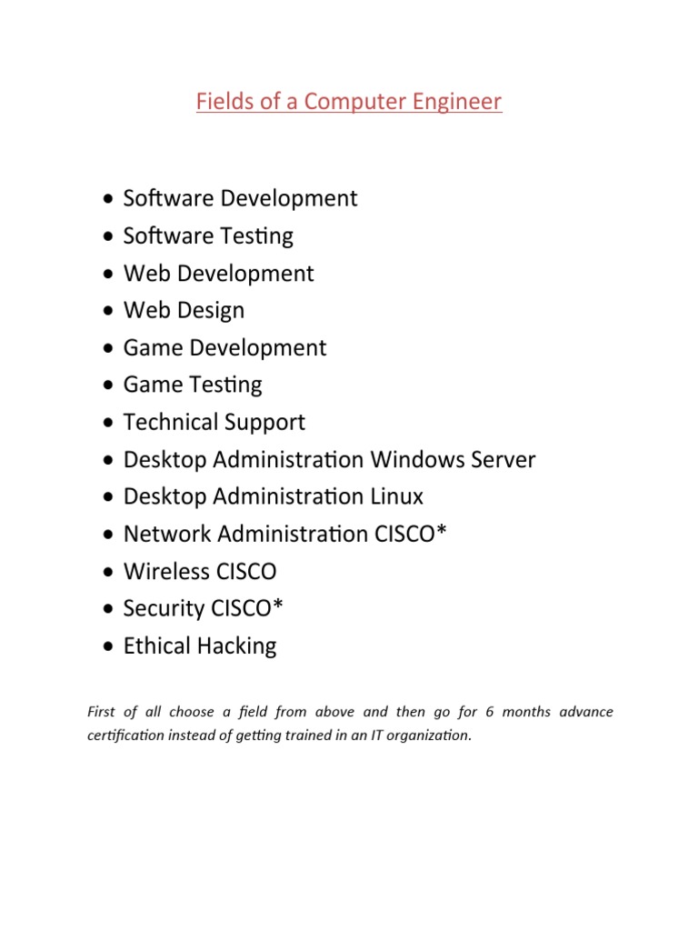 Key Fields in Computer Engineering | PDF