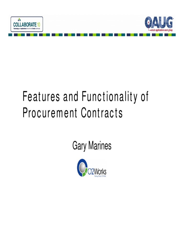Features and Functionality of Procurement Contracts: Gary Marines | PDF ...