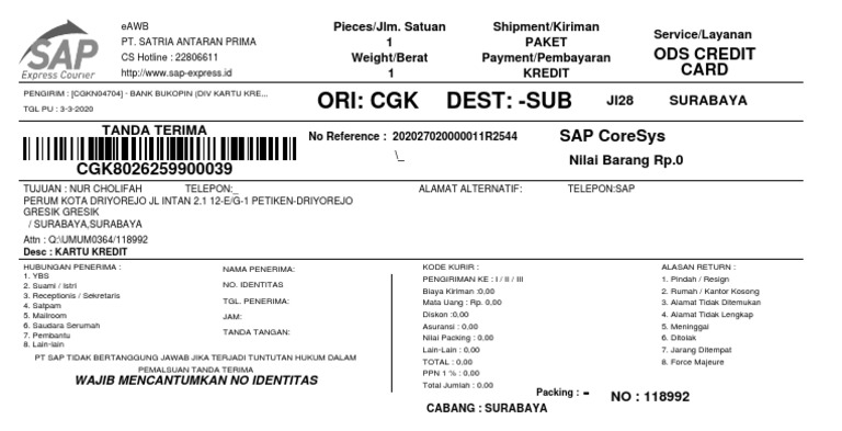 Ori: CGK Dest: - Sub: Ods Credit Card | PDF