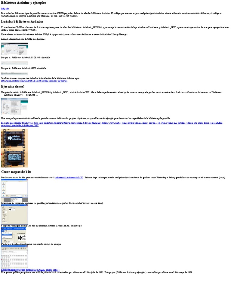 Arduino OLED bibliotecas | PDF | Biblioteca (informática) | Monitor de computadora