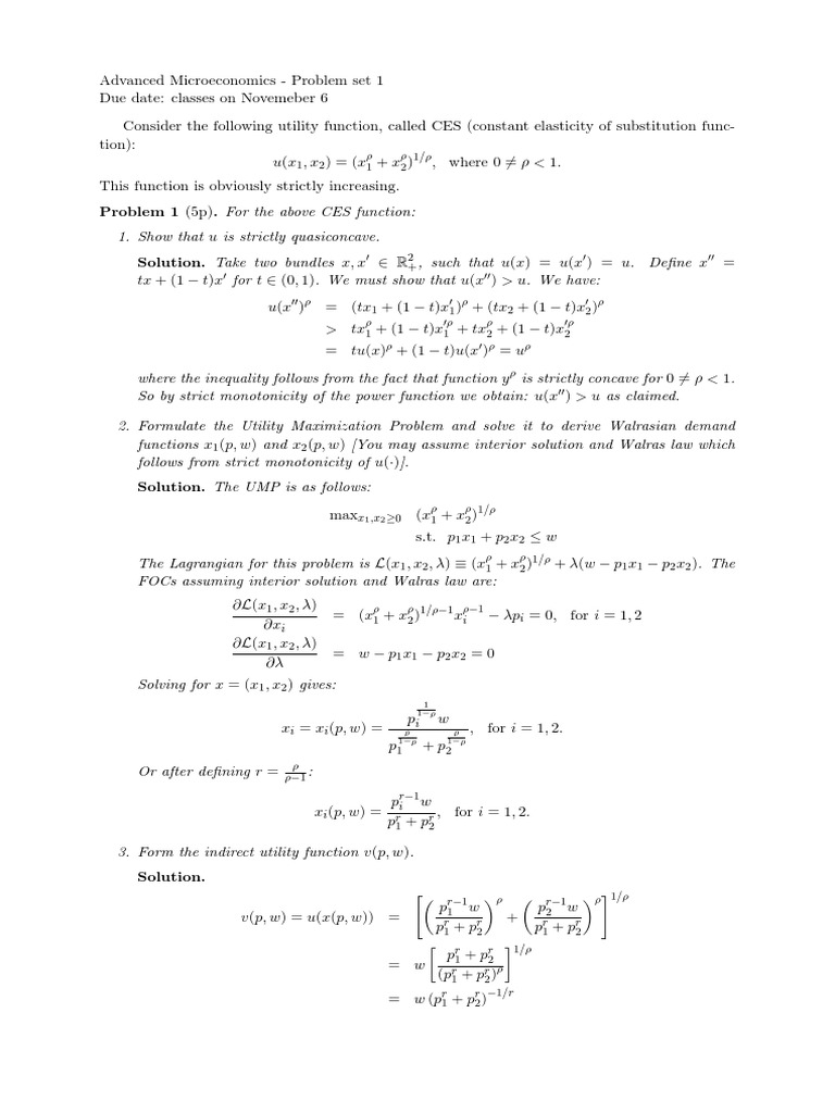 PS1 Solutions PDF | PDF | Microeconomics | Analysis