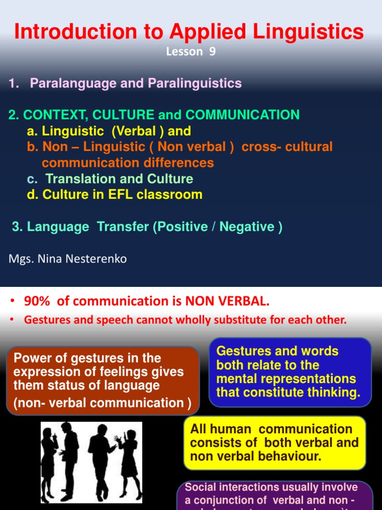 9 Paralanguage, Paralinguistics, Culture in EFL Class | PDF | Nonverbal ...
