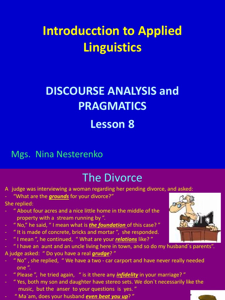The Case of the Misunderstood Divorce: A Humorous Example of Pragmatic ...