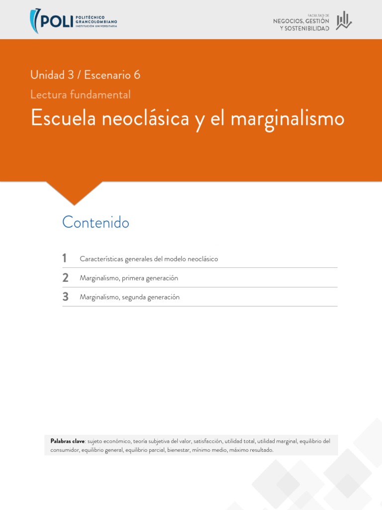 Escuela Neoclásica y El Marginalismo - U3 Escenario 6 | PDF | Utilidad ...
