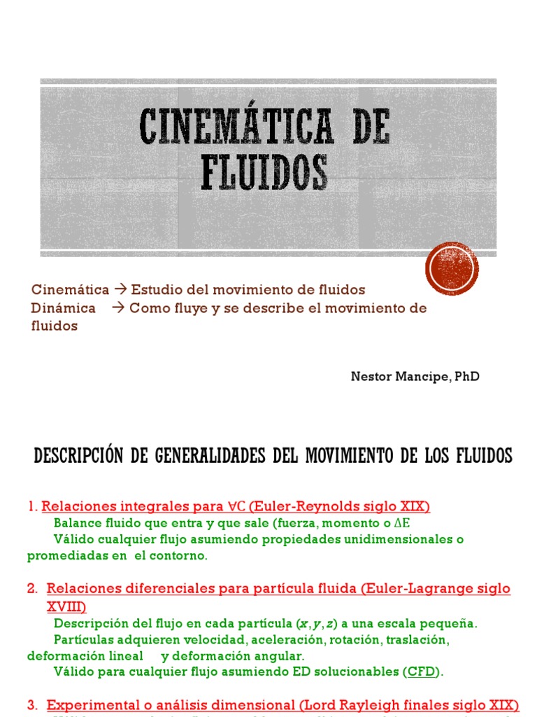 Cinematica de Fluidos | PDF | Fuerza | Ciencias fisicas