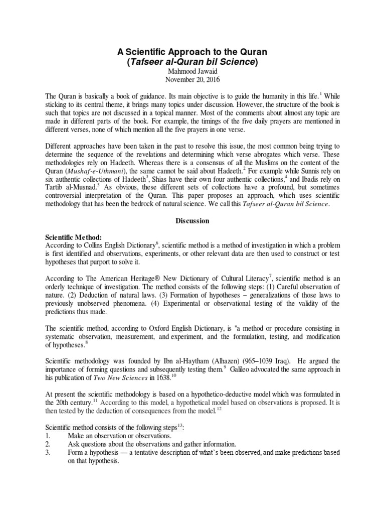 A Scientific Approach To The Quran (Tafseer Al-Quran Bil Science) | PDF ...