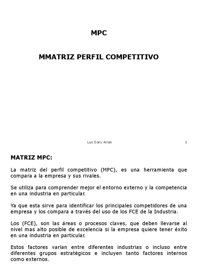 Matriz MPC - Analisis Competencia | PDF | Producto (Negocio) | Business