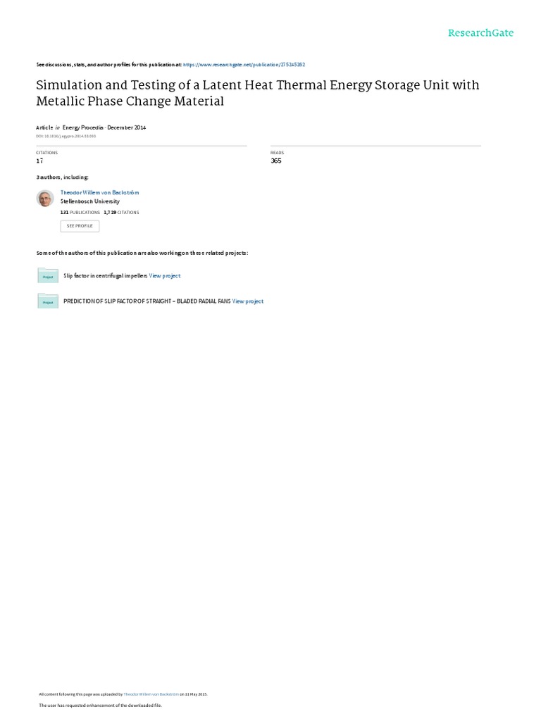 Simulation and Testing of A Latent Heat Thermal Energy Storage Unit ...