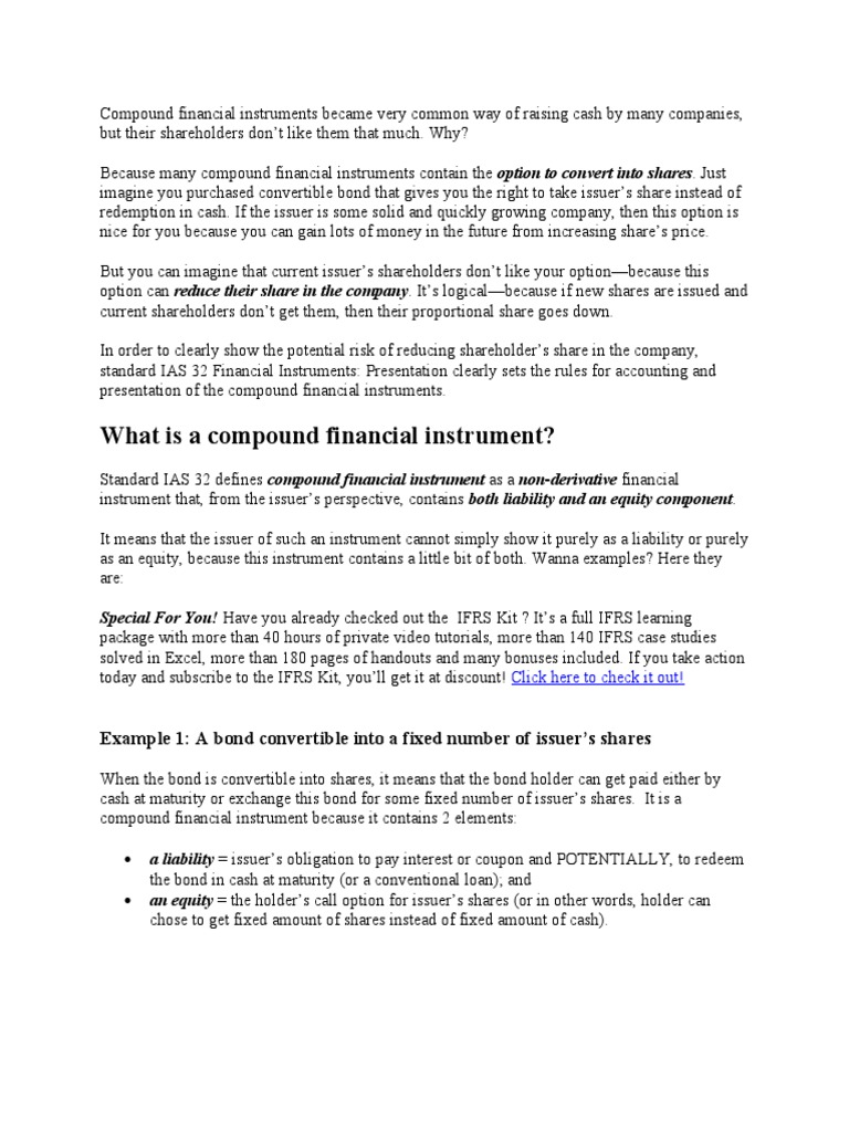 Compound Financial Instruments Became Very Common Way of Raising Cash ...