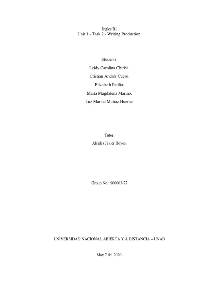 Unit 1 - Task 2 - Writing Production Group 77 | PDF | Pedagogy | Teachers