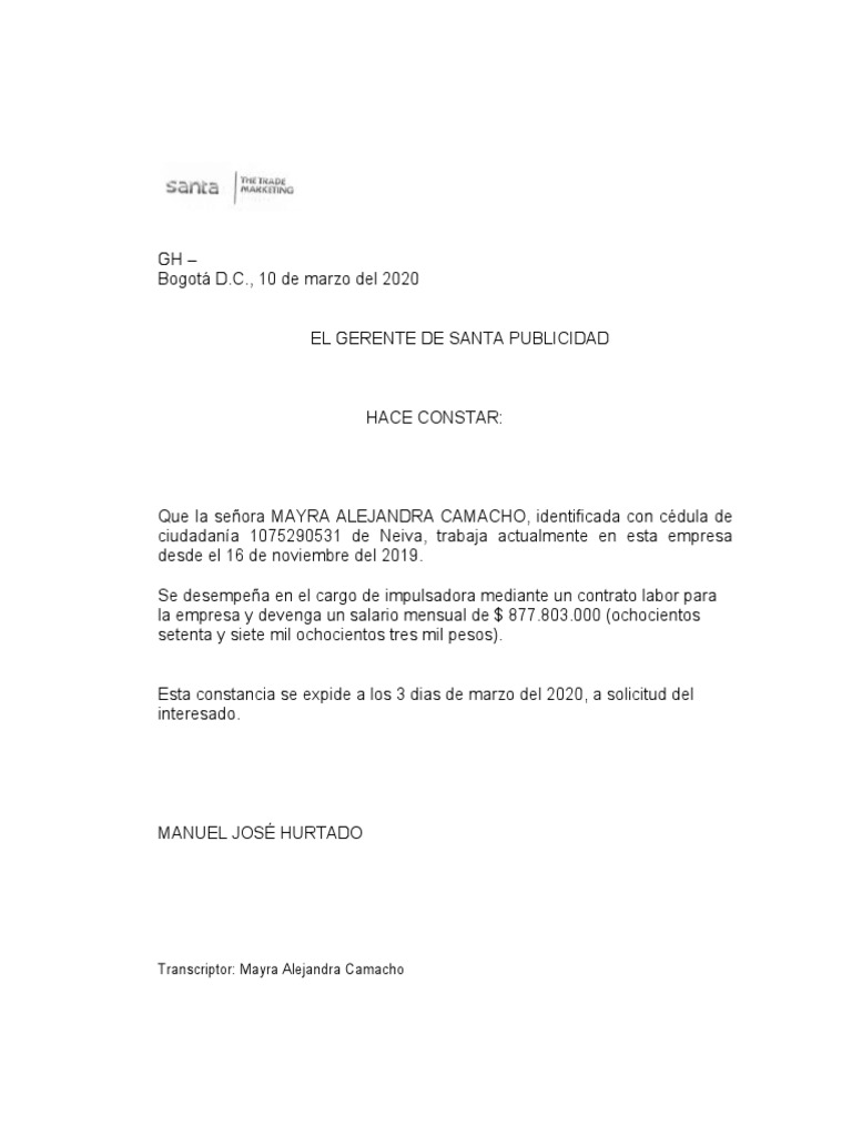 Constancias y Certificados MAYRA CAMACHO | PDF