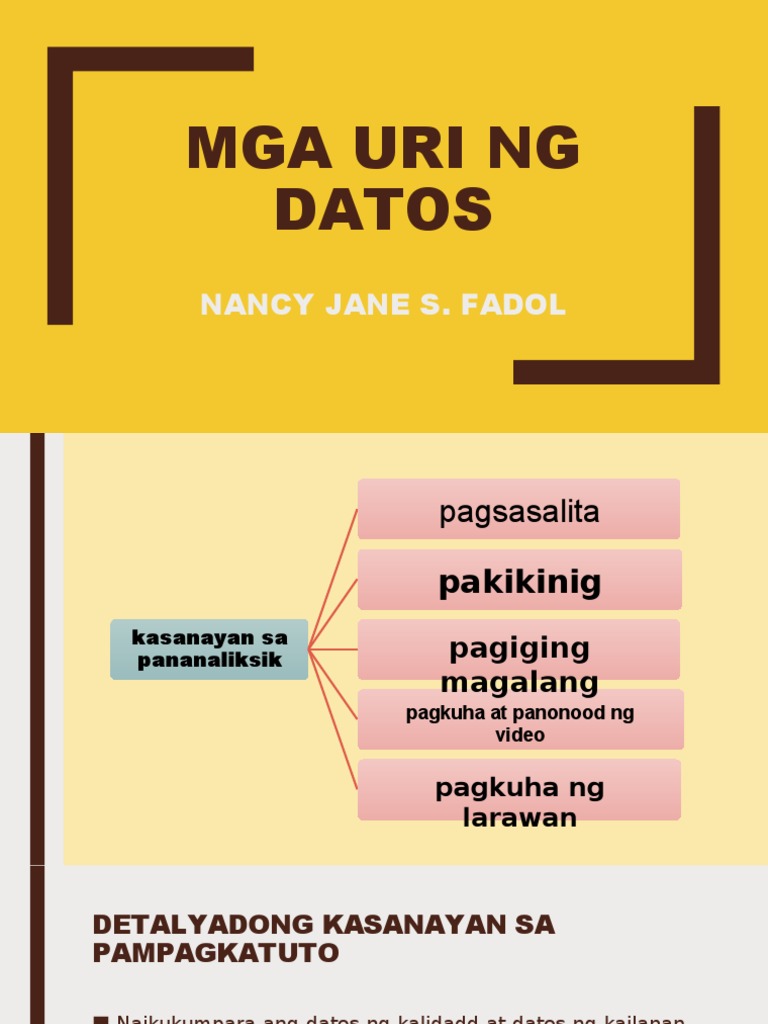 Mga Uri NG Datos Demo 1 | PDF