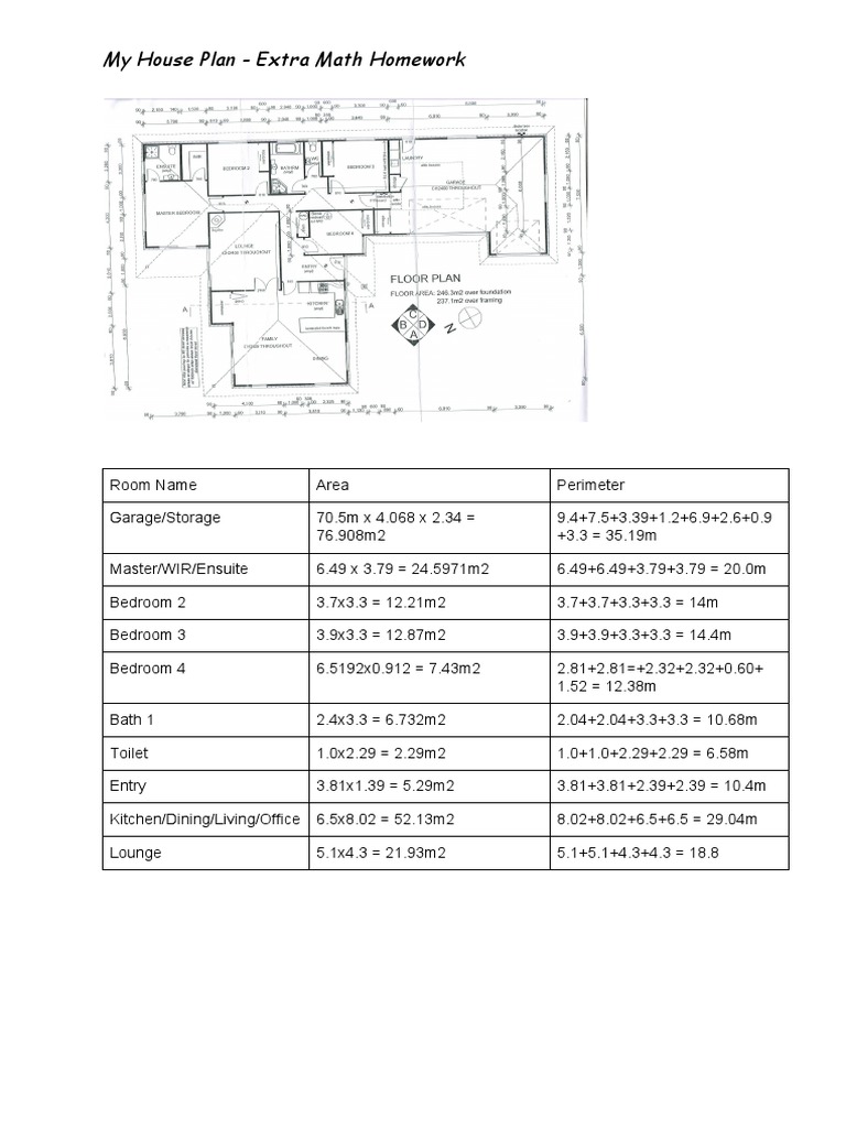 House Plan Area and Perimeter Details | PDF
