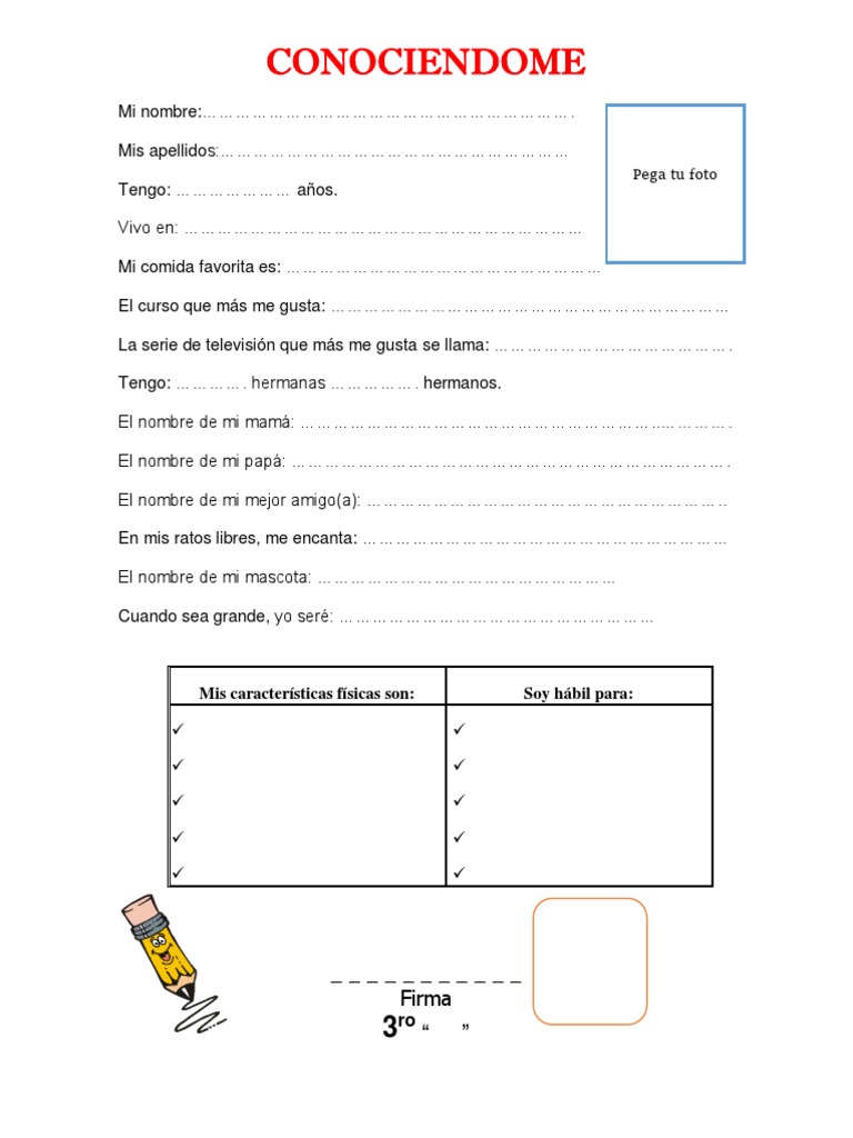 3° Conociendome - Actividad PDF | PDF | Juegos y actividades