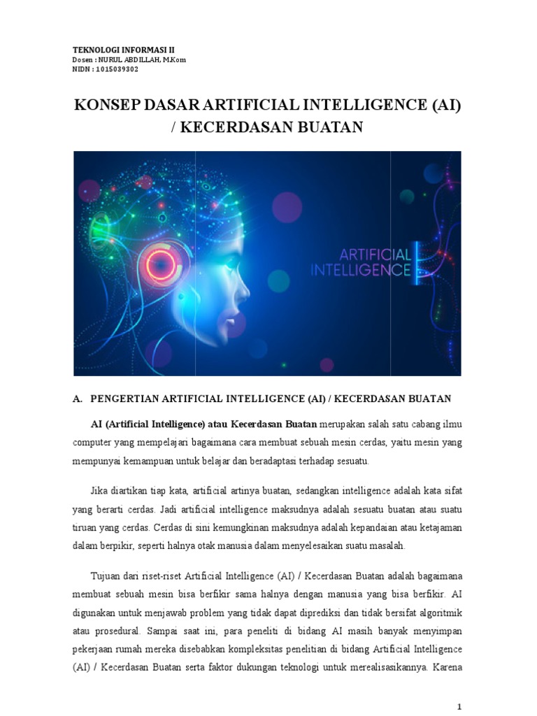 Konsep Dasar Artificial Intelligence | PDF