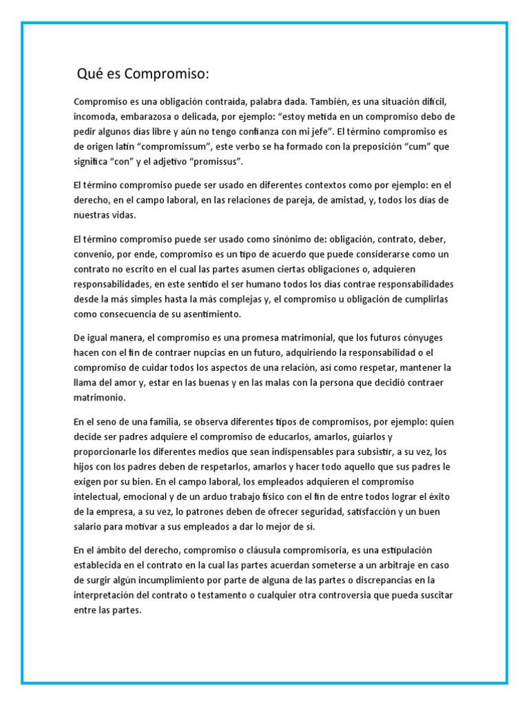 Qué Es Compromiso | PDF | Dignidad | Moralidad