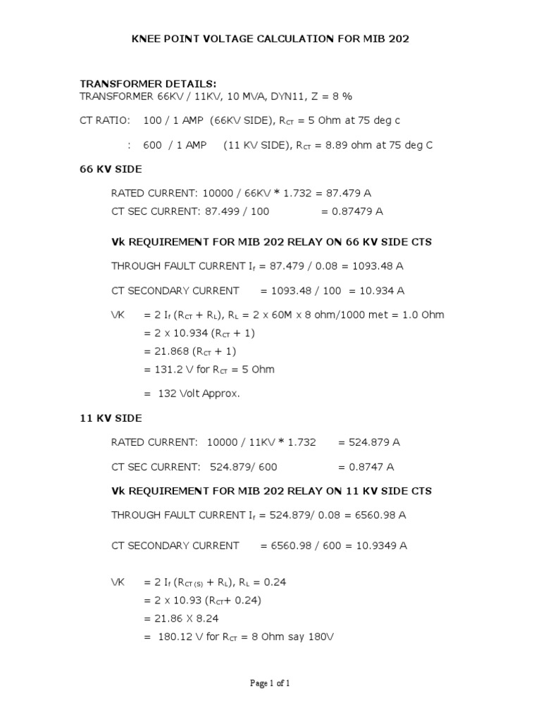 Knee Point Voltage Calculation | PDF