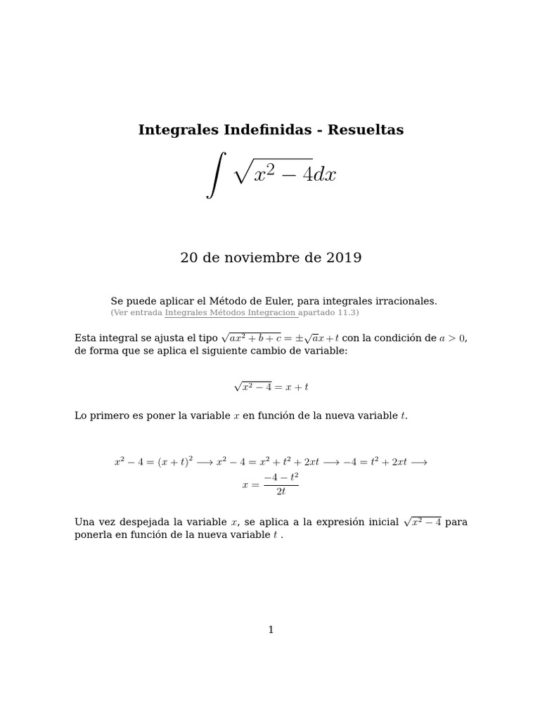 Ejemplo2 Integración Por Método de Euler | PDF | Integral | Teoría del ...