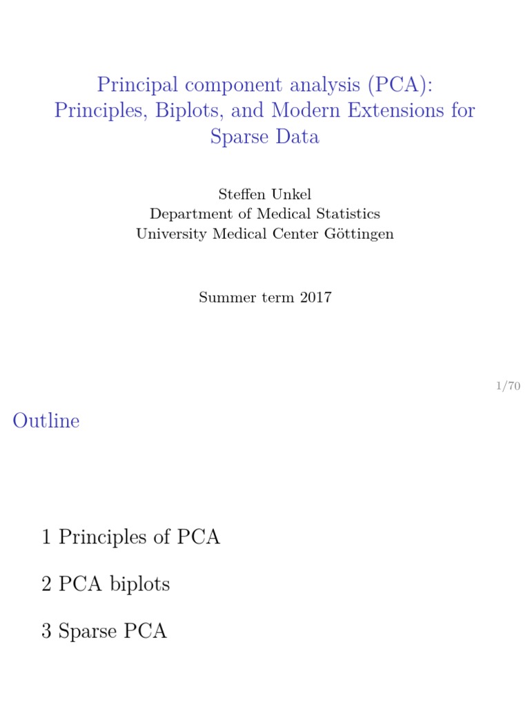 Principal Component Analysis (PCA) : Principles, Biplots, and Modern Extensions For Sparse Data ...