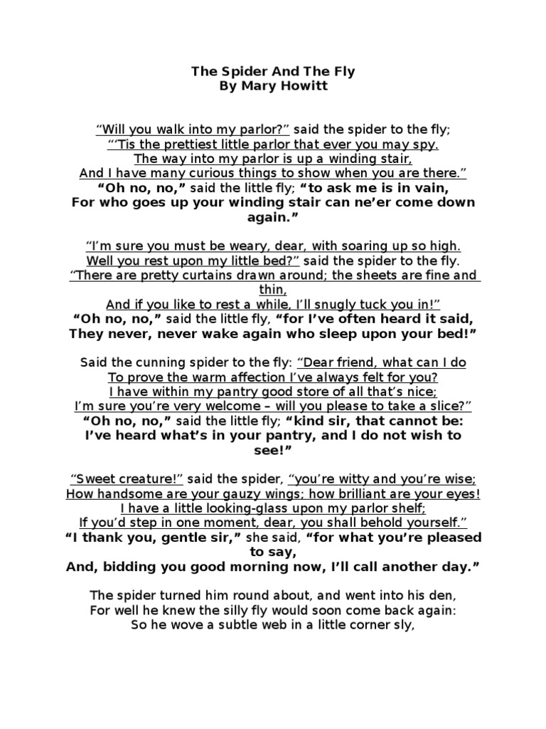 The Spider and the Fly: A Cautionary Tale | PDF