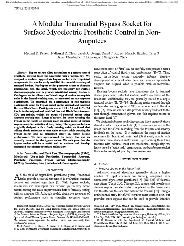 3 - A Modular Transradial Bypass Socket | PDF | Prosthesis | Anatomical ...