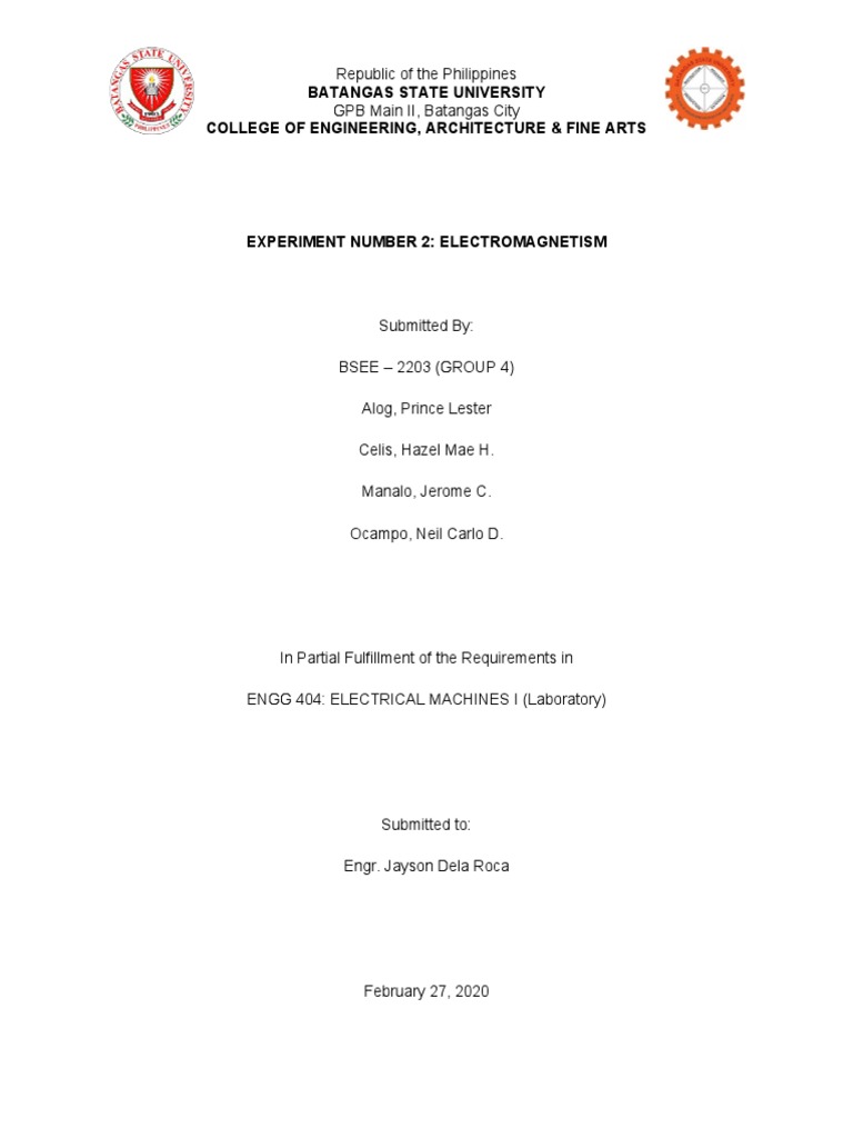 Experiment Number 2 | PDF | Magnetic Field | Magnetism