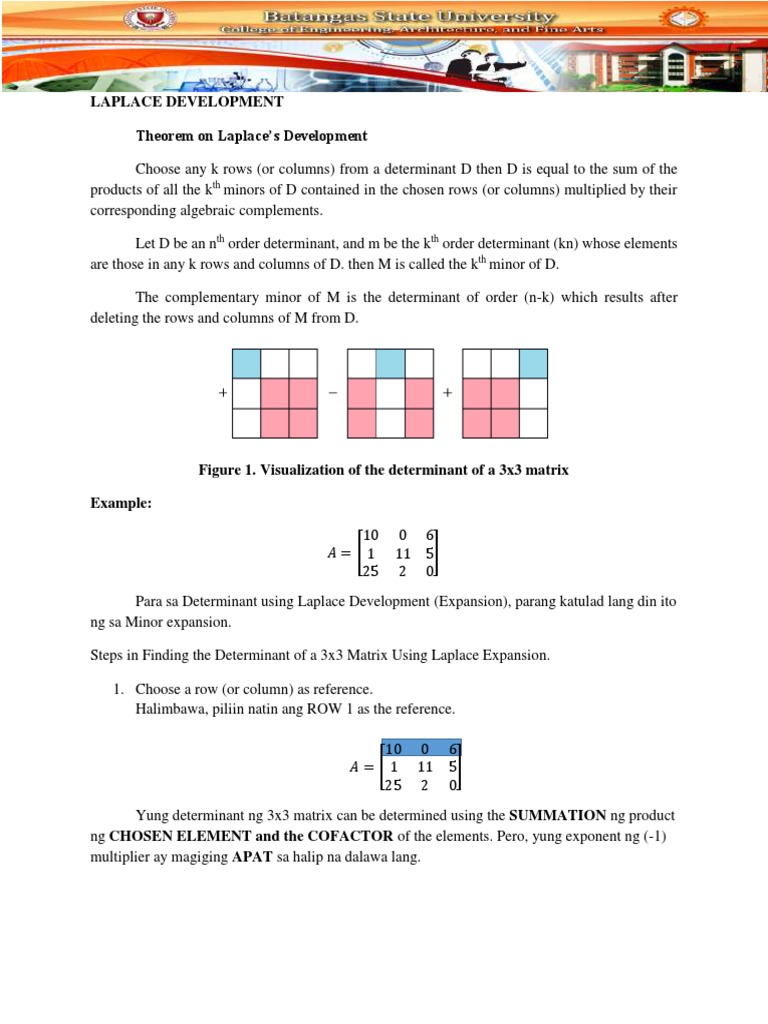 Laplace Development for Determinants | PDF | Determinant | Matrix ...