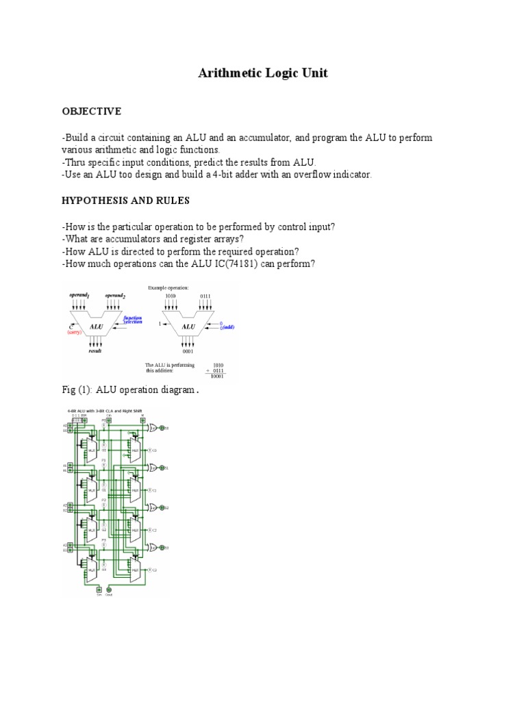Arithmetic Logic Unit: Objective | PDF | Electronic Circuits | Electronics