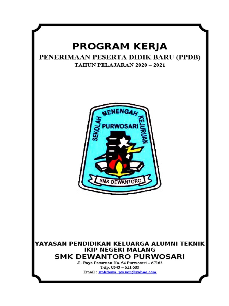 COVER Dan PROGRAM KERJA PPDB 2020 | PDF