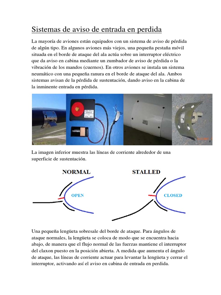 Sistemas de Aviso de Entrada en Pérdida PDF | PDF | Avión | Sensor