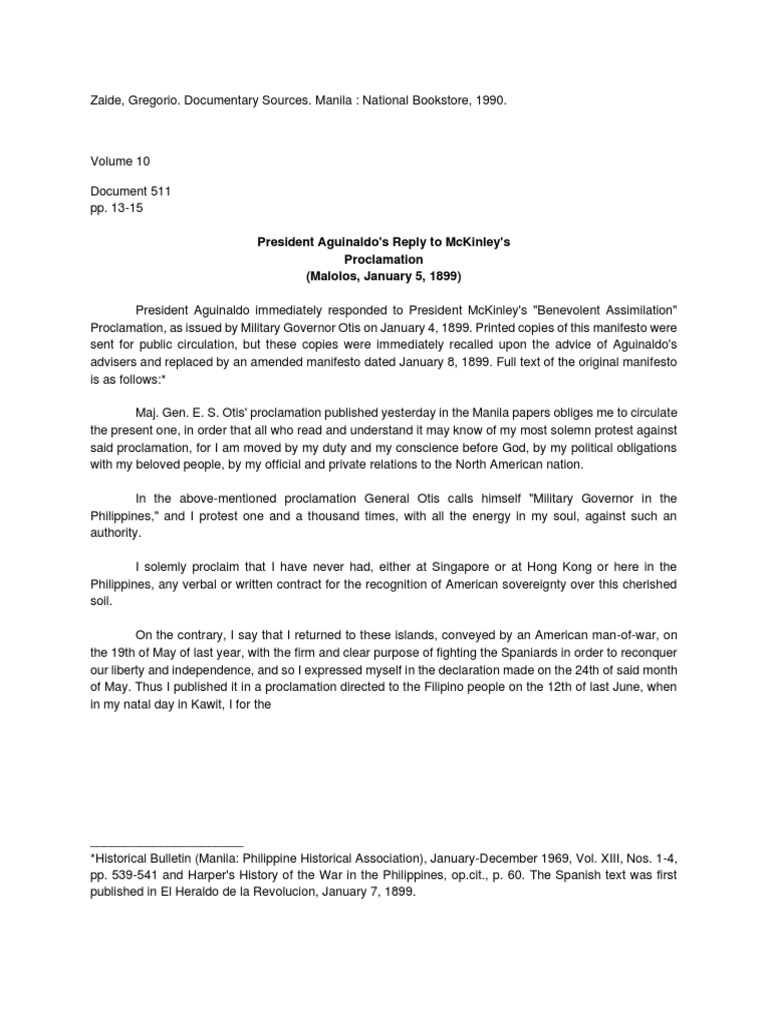 Aguinaldo's Protest Against U.S. Rule | PDF | Philippines | Government