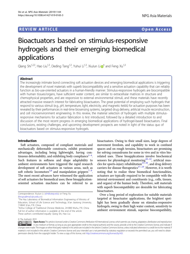 Bioactuators Based On Stimulus-Responsive | PDF | Biosensor | Gel