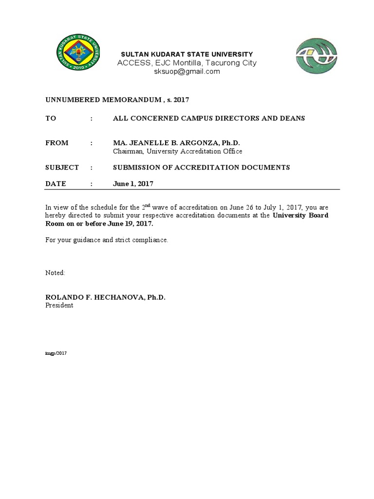 Memo For Submission