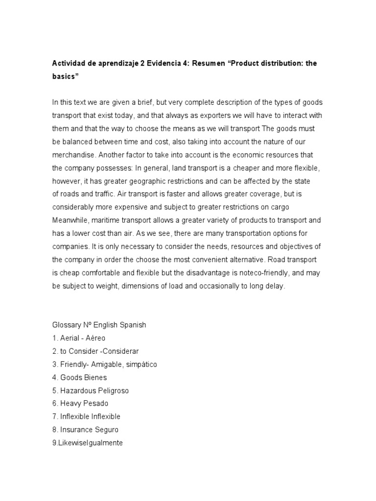 Actividad de Aprendizaje 2 Evidencia 4 Ingles | PDF