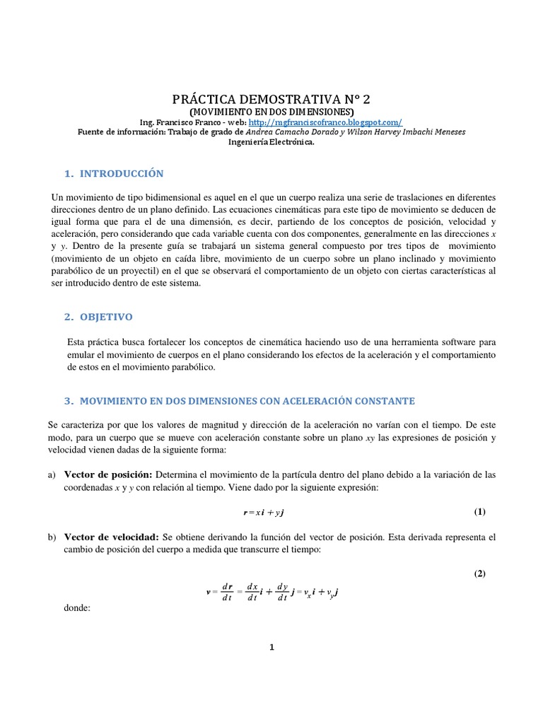 Practica No2 | PDF | Cinemática | Aceleración