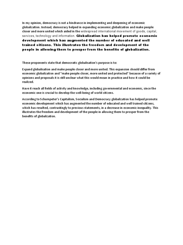 Democracy's Role in Globalization | PDF