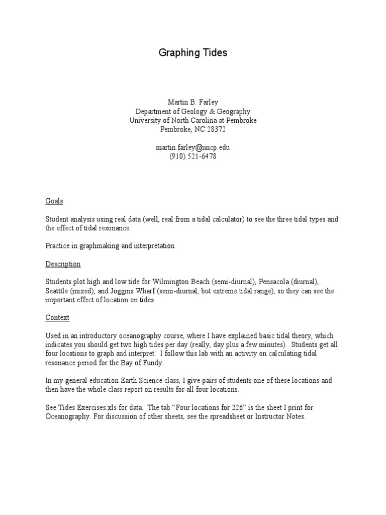 Student Handout Graphing Tides | PDF