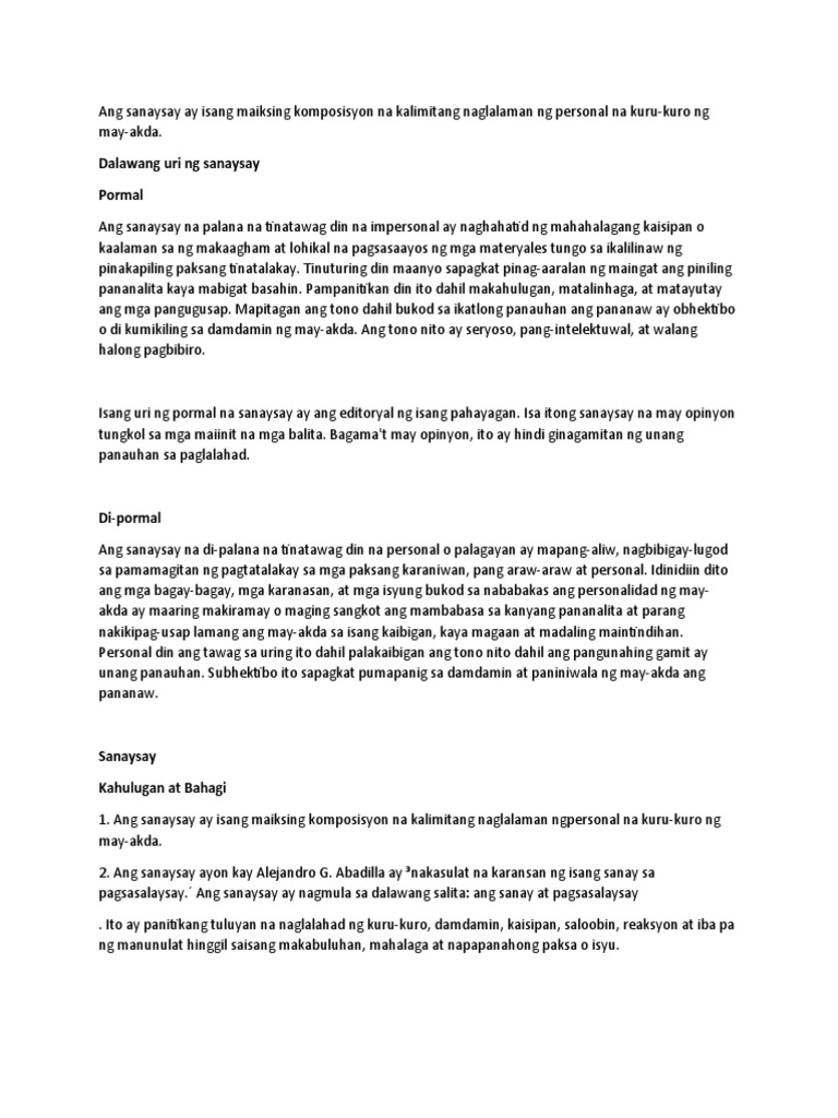 Sanaysay | PDF